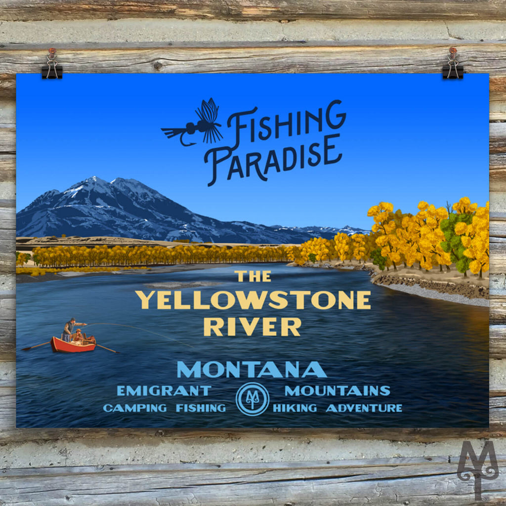 Yellowstone River, Fishing Paradise, new unframed poster – Montana ...